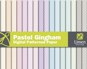 Gingham digital paper red yellow and blue check gingham