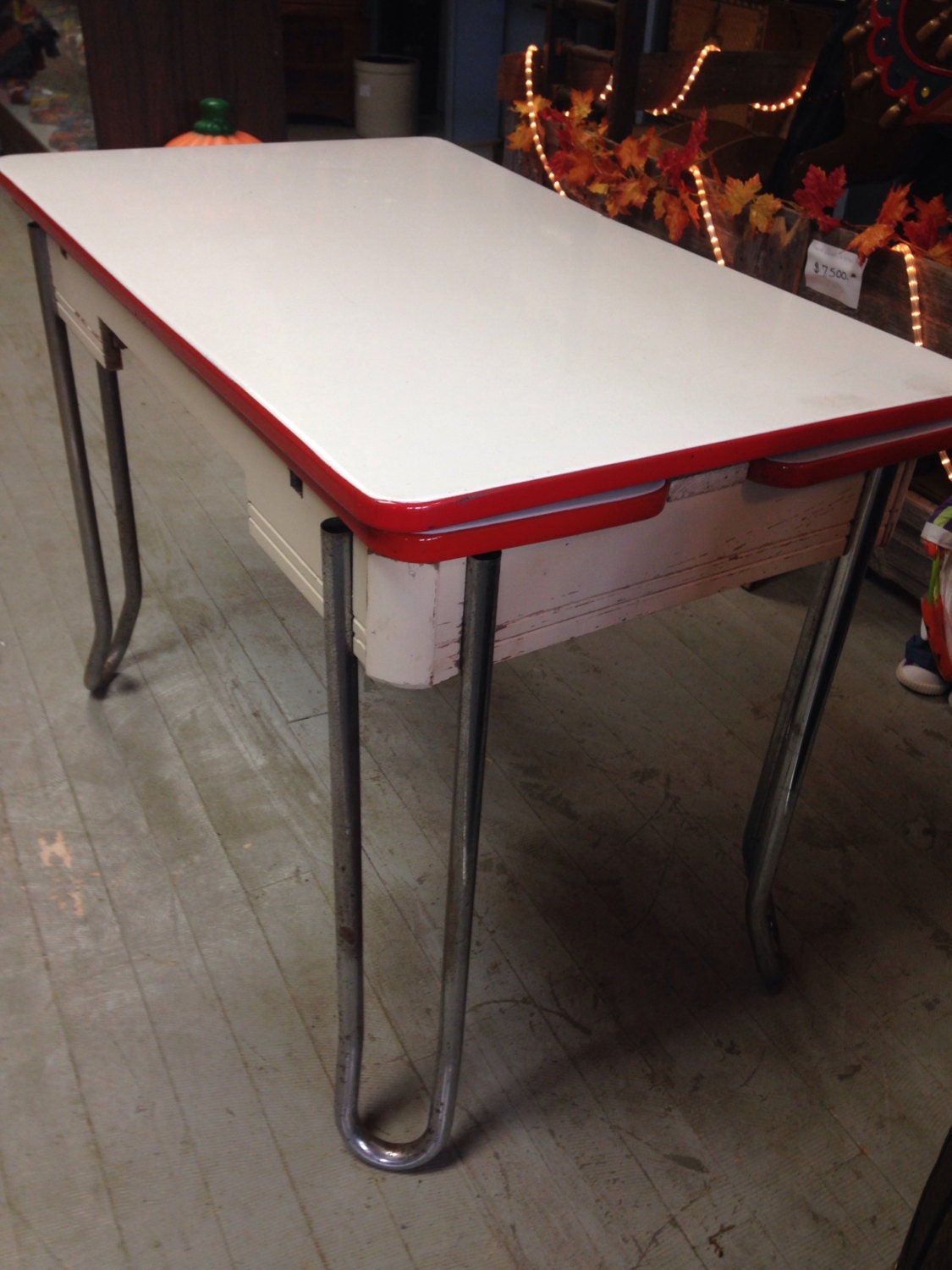 Enamel top table • vintage kitchen table • vintage enamel table – Haute ...