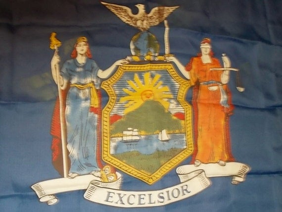New York State Excelsior Flag Blue Gold by hometowngeneralstore