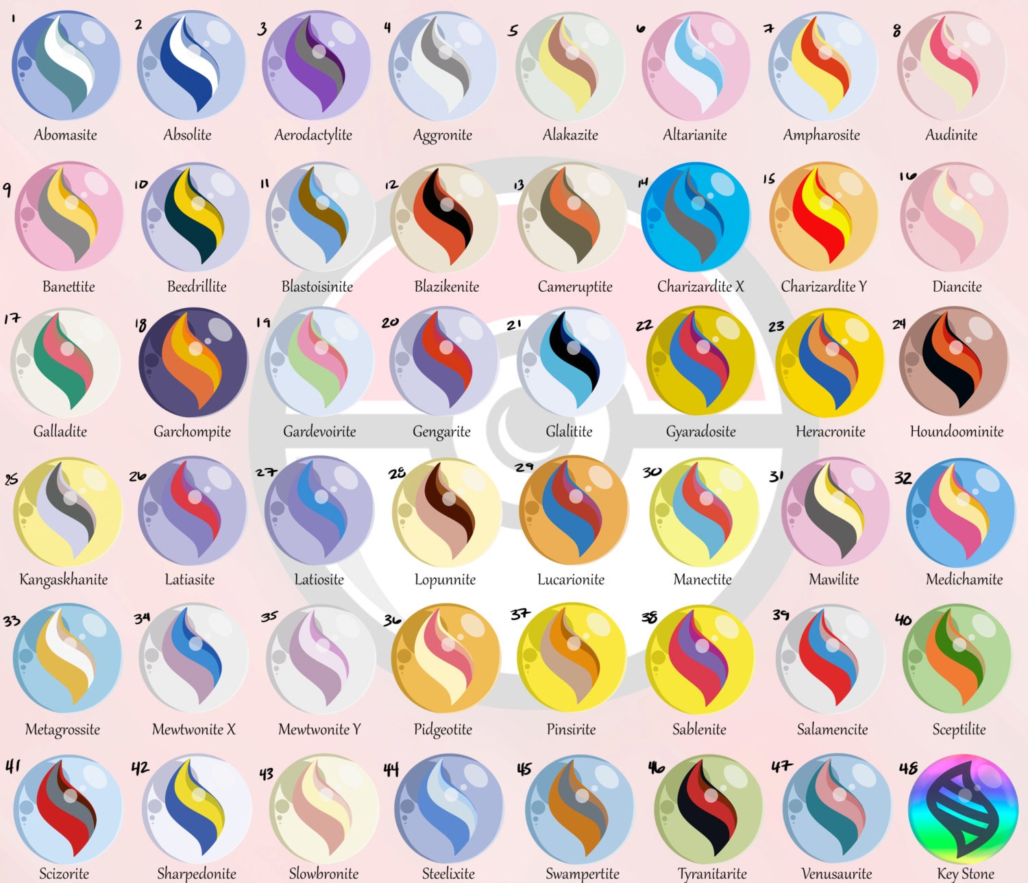 x1 Megastone Pokemon 2.25 Button/ Keychain by FireFleaCove on Etsy