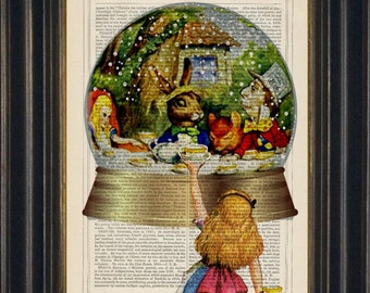 Alice paints Europe Paris Print on upcycled by ForgottenPages