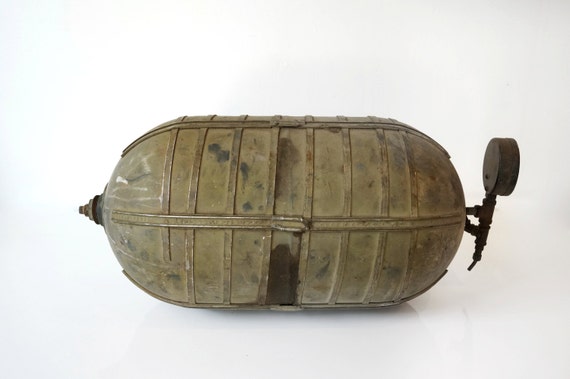 Vintage WWII B17 Bomber Aircraft Oxygen Tank with Glass Valve