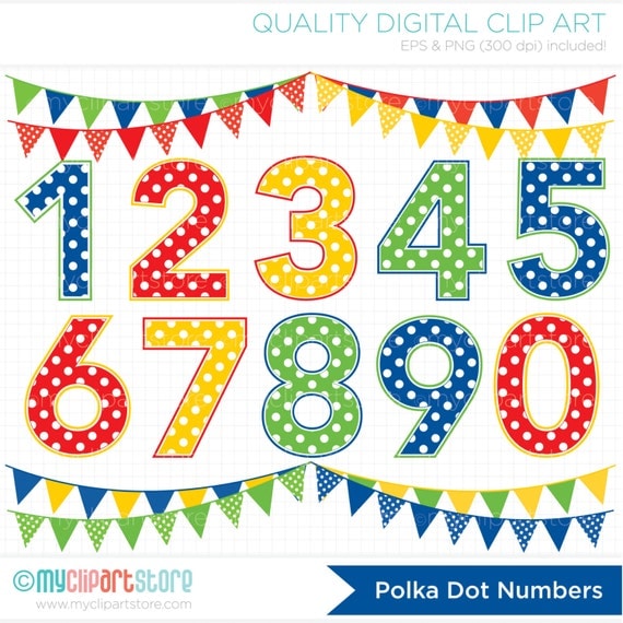 Alpha - Primary Colored Polka Dot Numbers / Boy or Girl Birthday ...