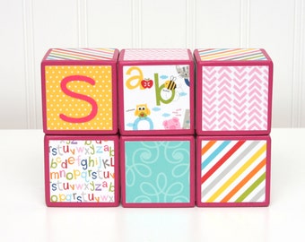 Pink abc blocks | Etsy