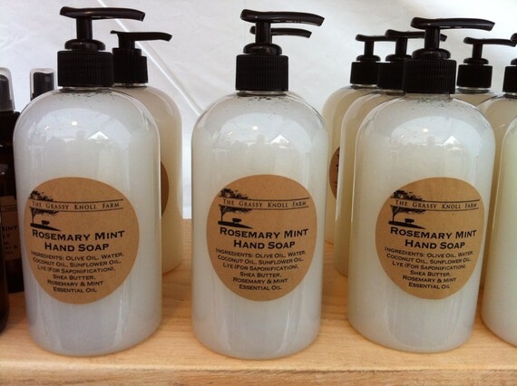 Items similar to Rosemary Mint Hand Soap, Hand Crafted on Etsy