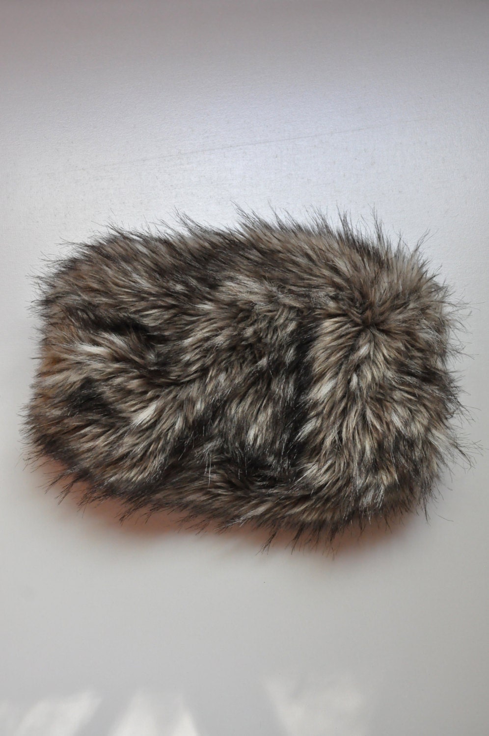 Faux Fur Muff Fluffy Chunky Fur Muff Gray Beige Vegan Muff Hand Warmer ...