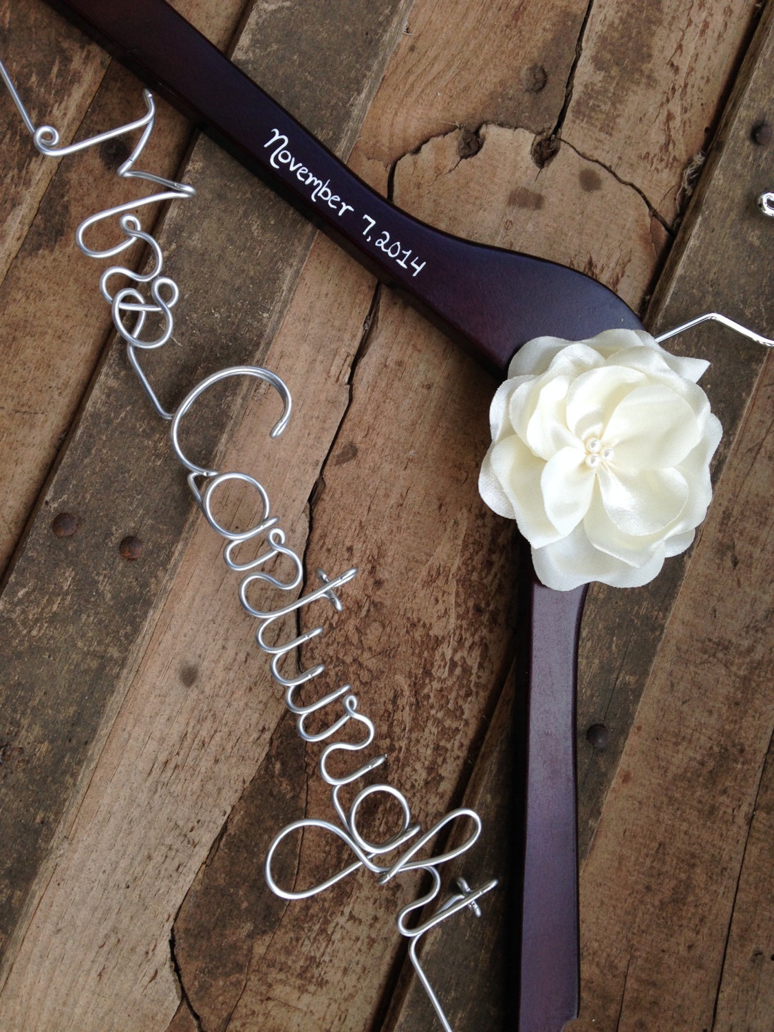 Personalized Hanger with Flower Wedding Dress Hanger Custom