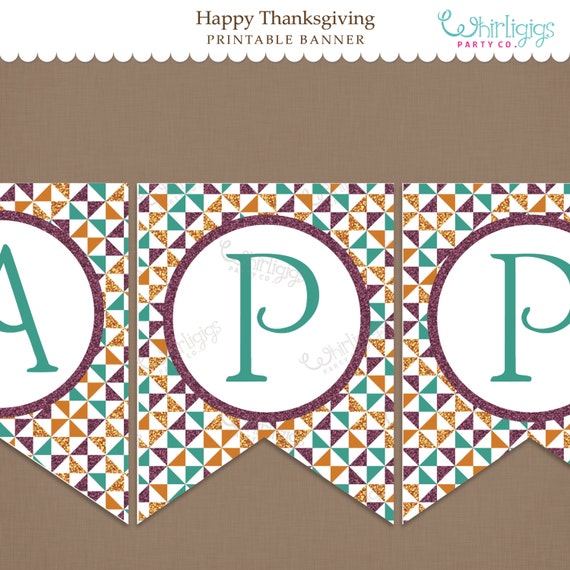 Happy Thanksgiving Banner Printable by whirligigspartyco on Etsy