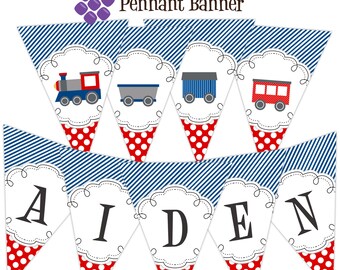 Farm Pennant Banner Red Polka Dots Blue Plaid by PurpleBerryInk