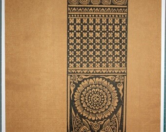 Thai traditional art of Hand Of The Buddha by printing on