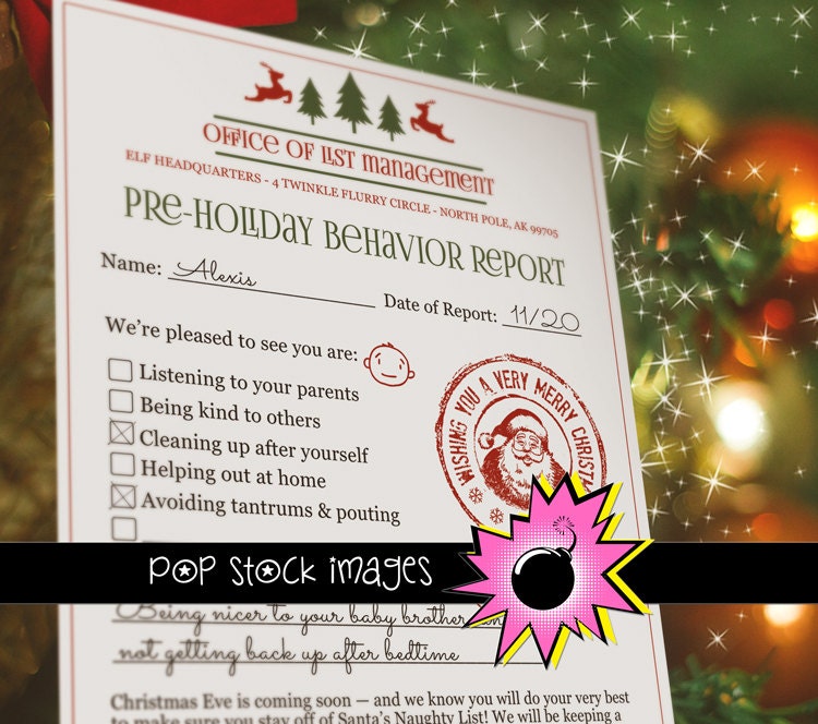 Printable Elf Report Elf Report Santa Holiday Warning