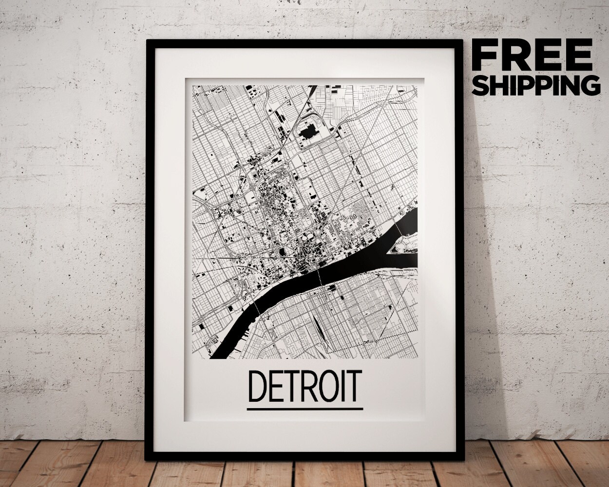 Detroit Map Poster usa Map Print Art Deco Series by iLikeMaps