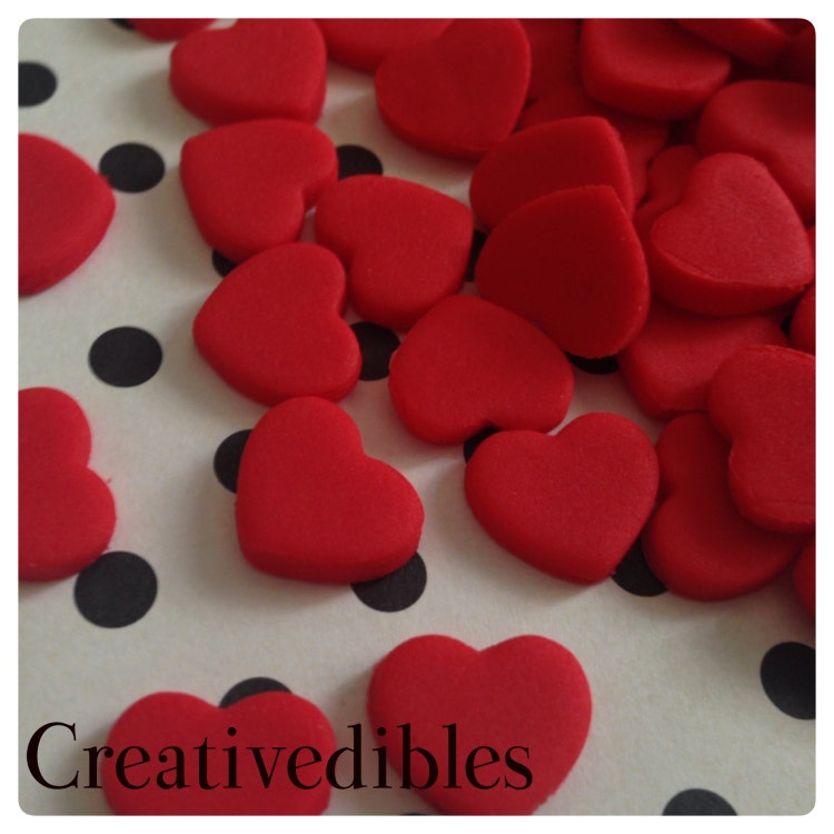 Heart Shape Fondant Cake toppers by creativedibles on Etsy