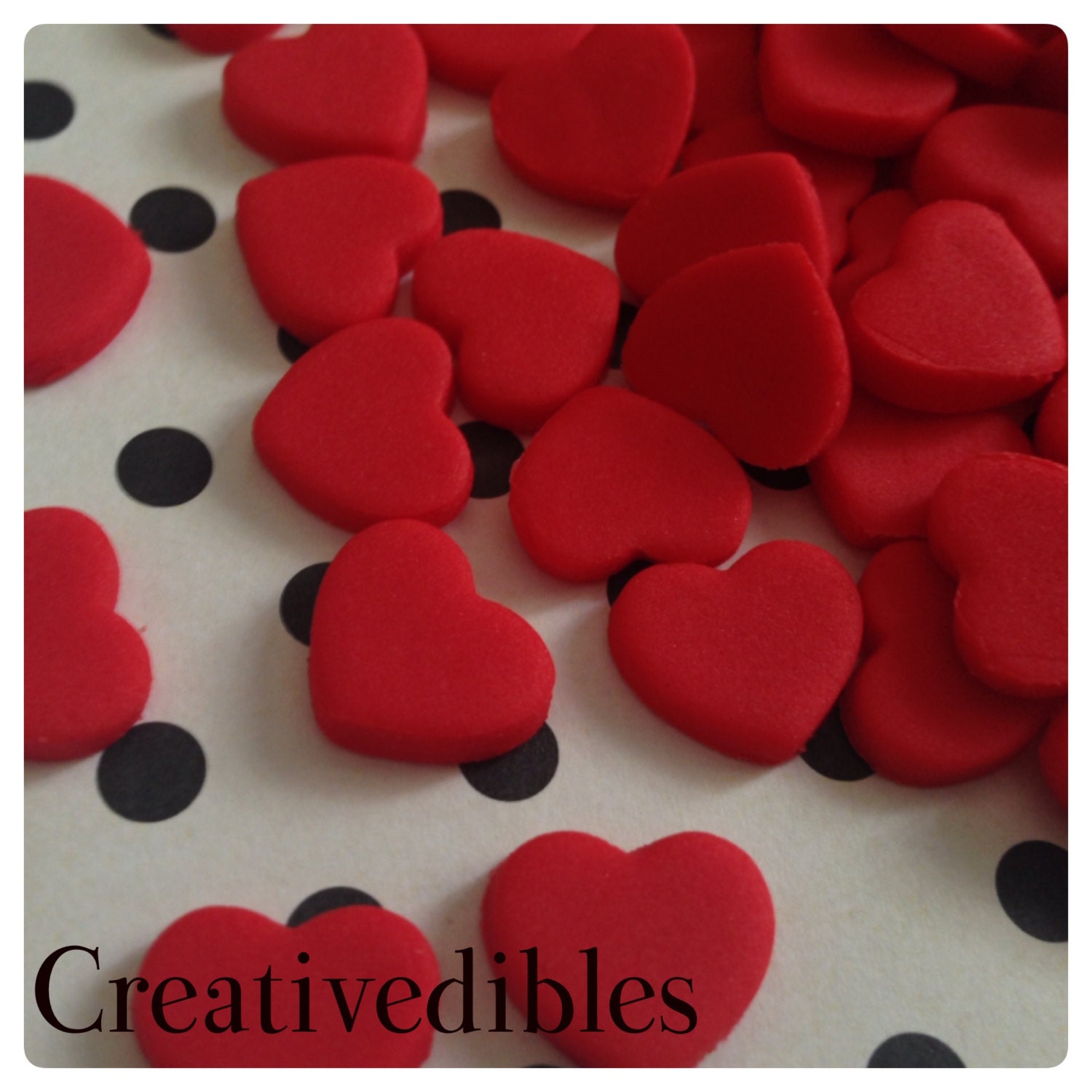 Heart Shape Fondant Cake toppers by creativedibles on Etsy