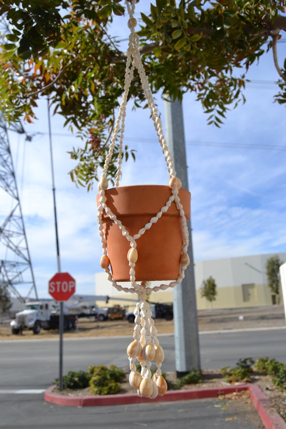 handmade PLANT BEAD SEASHELL shell beach hanger holder