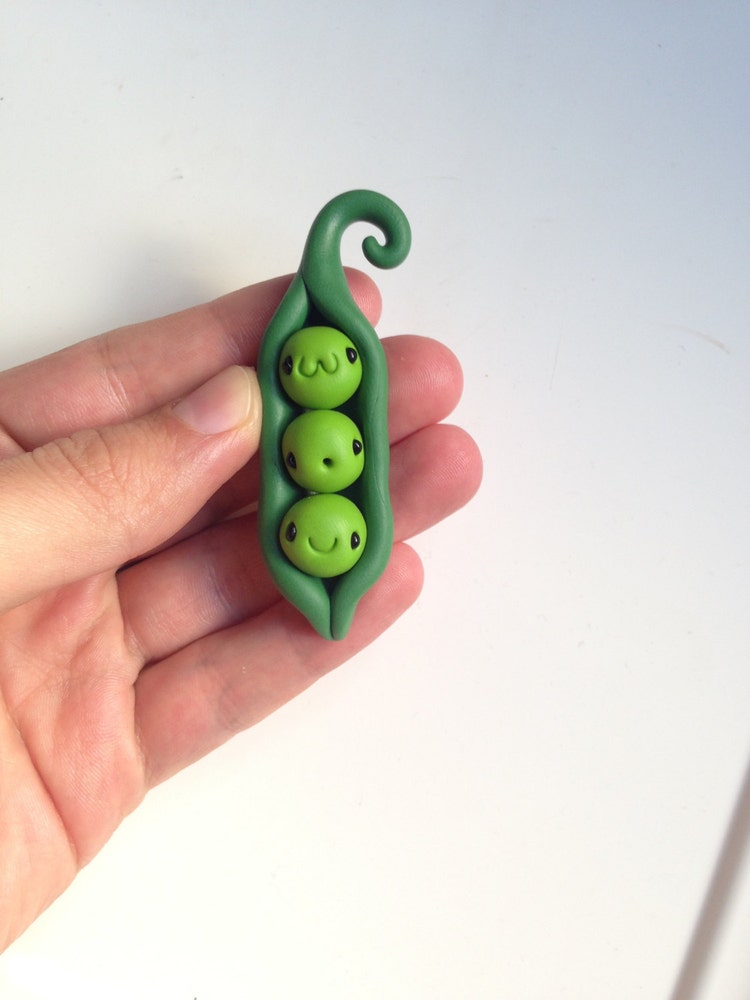 Miniature Peas in a Pod Cute Little Polymer Clay by MAOcreatures