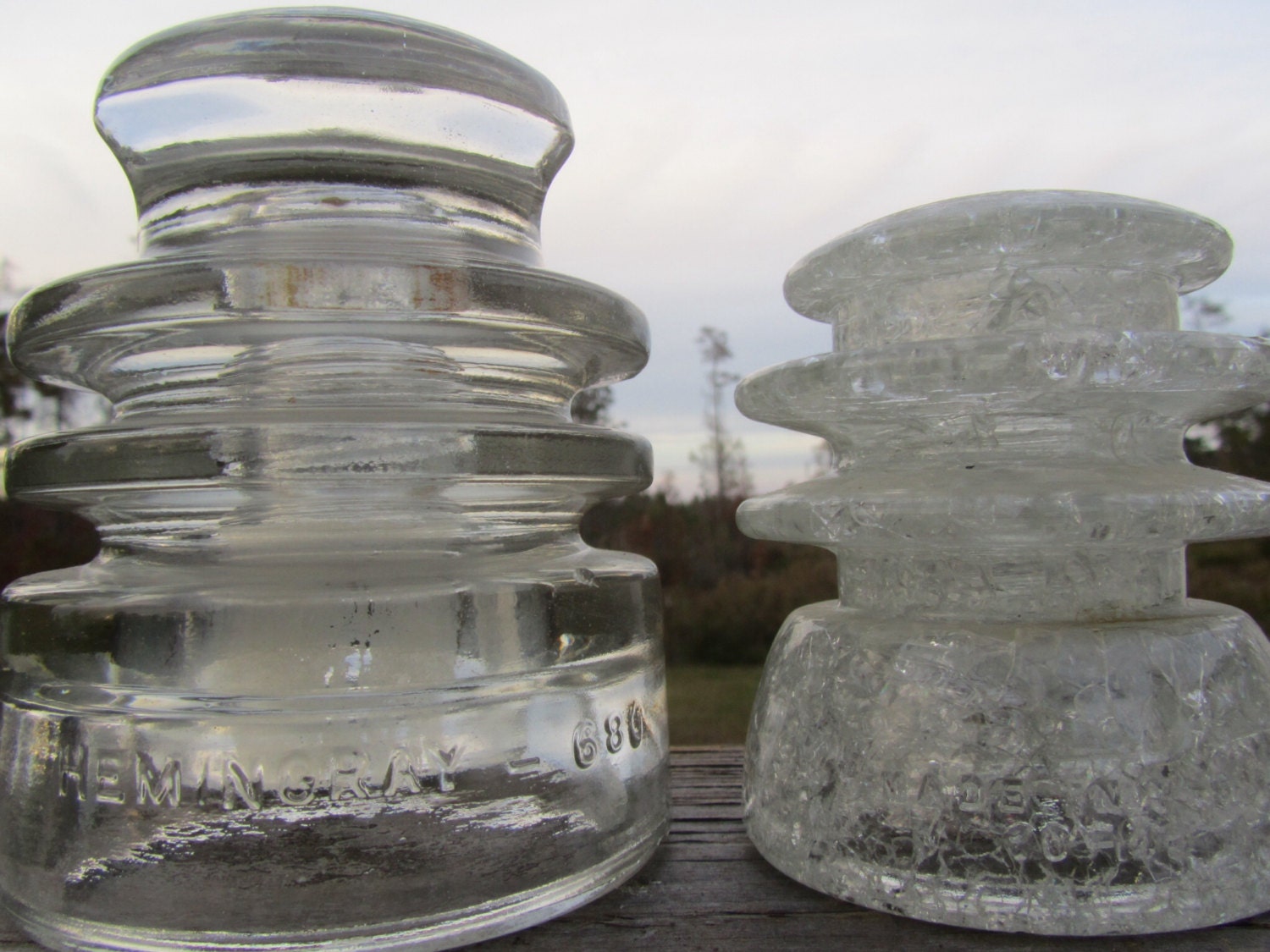 Vintage power line insulators glass decor industrial decor