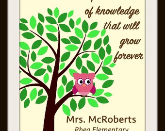 Teacher Gift- Teacher Print- Personalized Gift -Owl Gift-Teacher Class ...