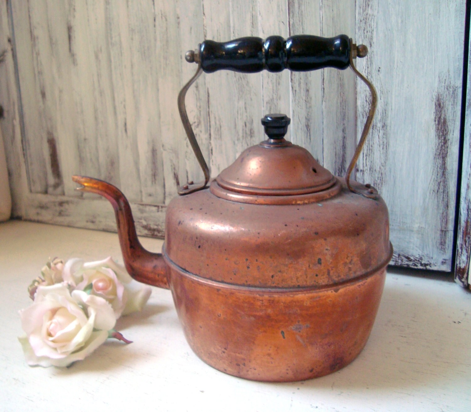 Vintage Brass Tea Pot, Metal Patina Tea Pot, Decorative Tea Pot, Shabby ...
