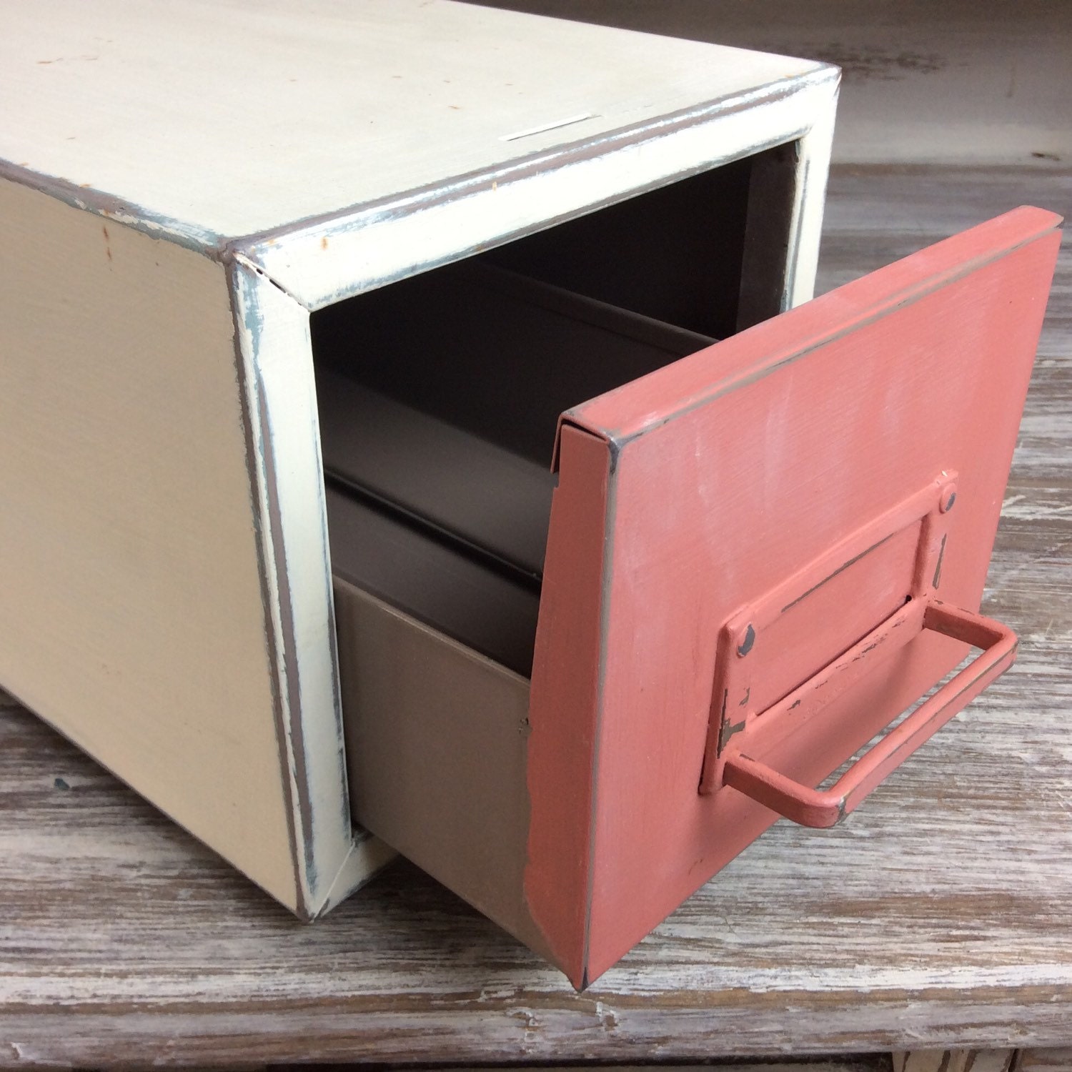 VINTAGE FILE CABINET Metal Box File Organizer by ShabbyShores