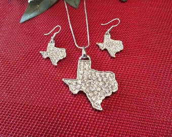 Designer Crystal State of Texas Necklace Set, CherisDesigns