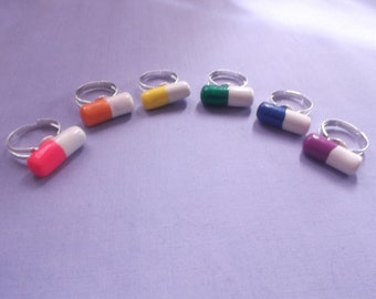 Pill Rings - Happy Pill Rings - Medicine Rings - Pastel Goth Rings