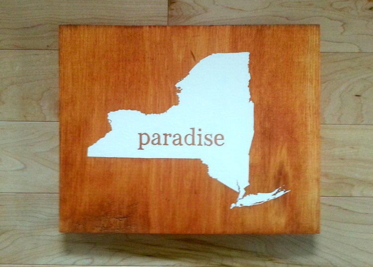 New York State Map Home Wood Sign by ScrappyMadison on Etsy