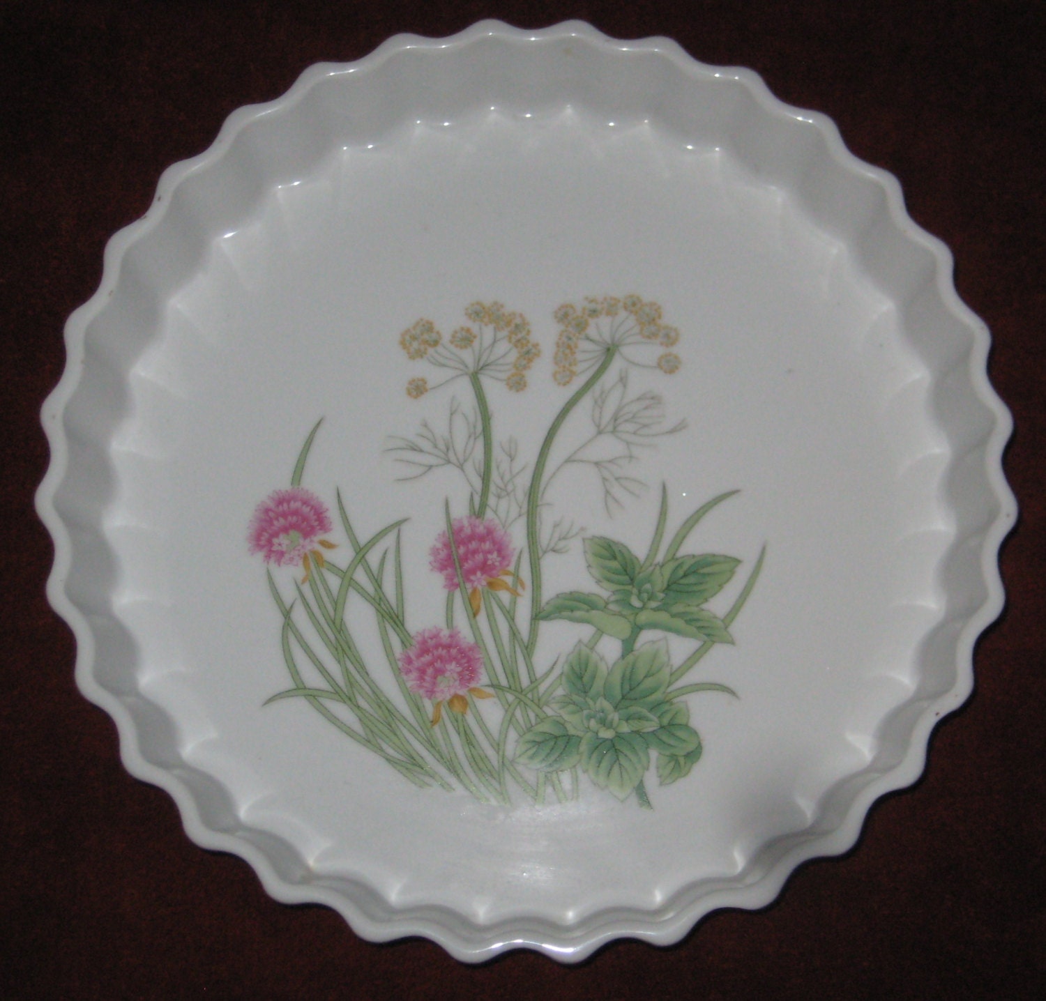 Vintage Shafford of Japan Herbs & Spices Fluted Porcelain Pie Dish Oven ...