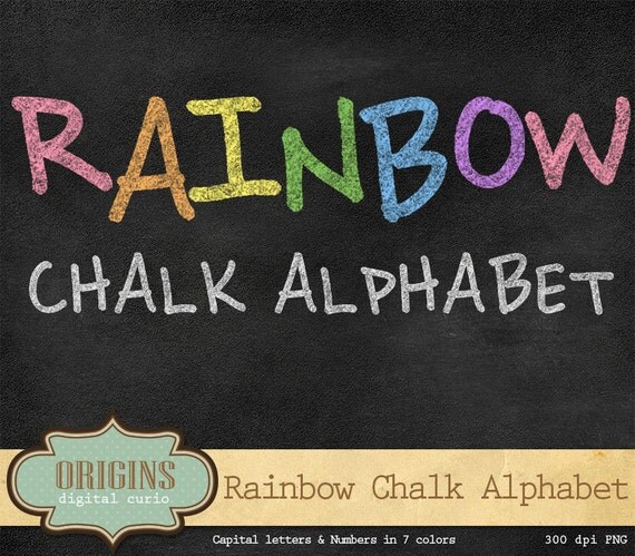 Rainbow Chalkboard Alphabet Clipart Chalk Style Letters and