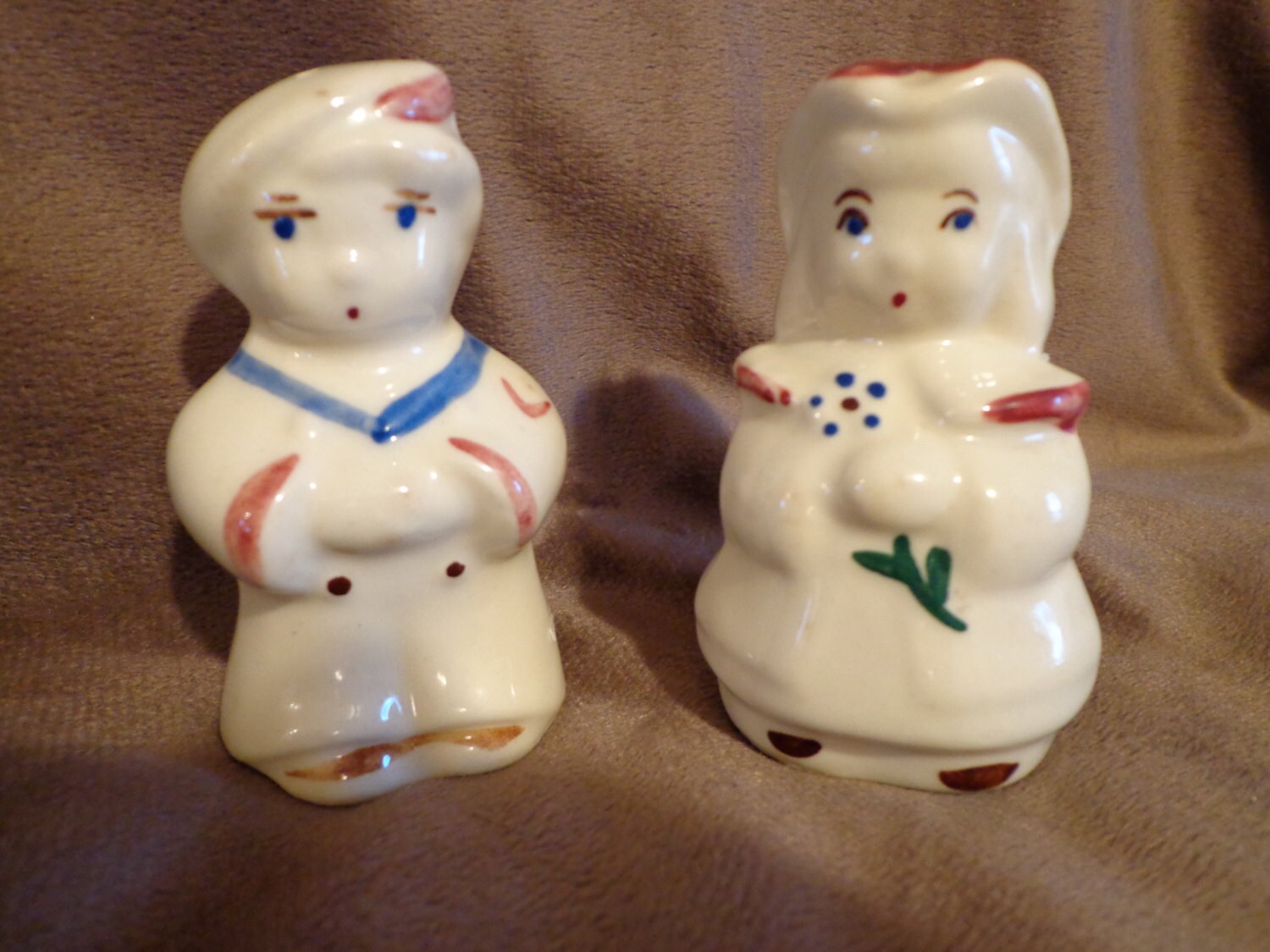 Vintage Sailer Boy and Flower Girl Porcelain Salt and Pepper Shakers ...