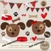 Dog Digital papers Pet Red and Brown Puppy Dog Theme Paws