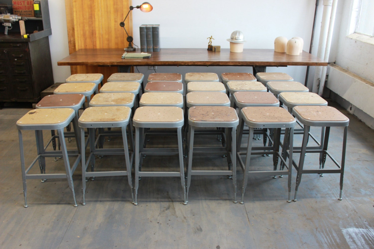 Vintage Industrial Lyon Stool/ Chair w/ Gray Steel. – 4 Available ...