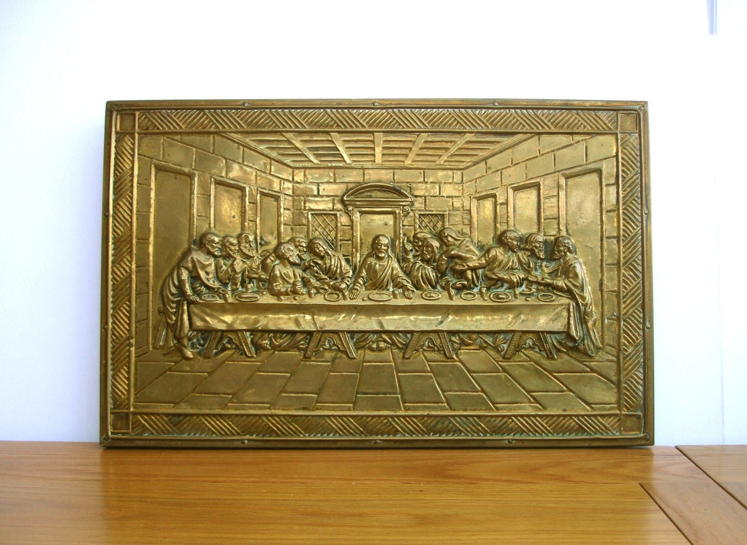 1950s The Last Supper Vintage Brass Wall Plaque Vintage Brass