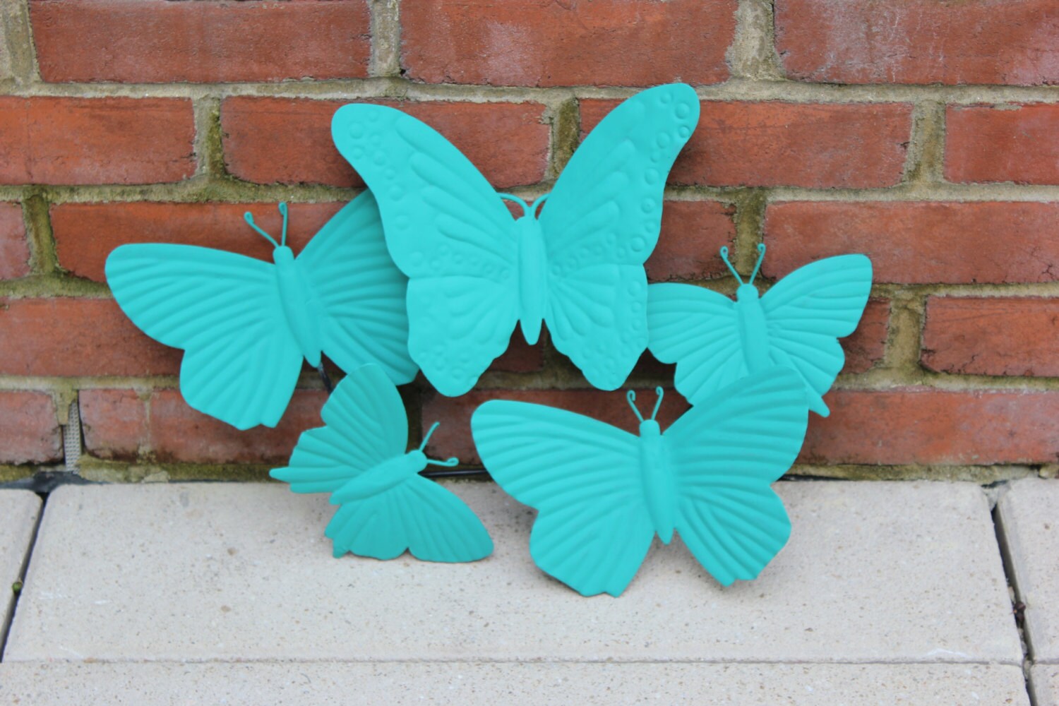 Turquoise Metal Butterfly Wall Art Wall Hanging by BlueWolfHome