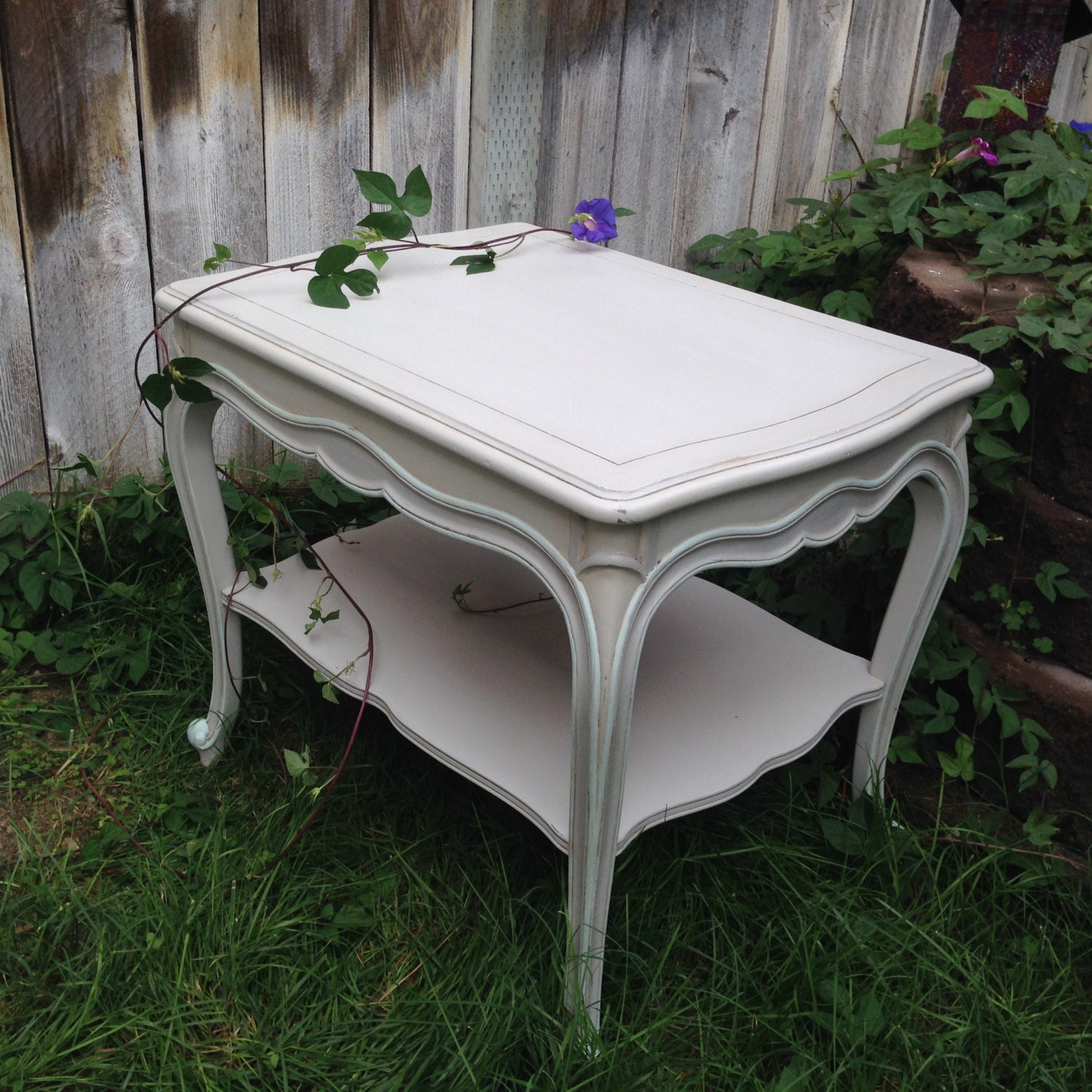 SOLD****Vintage French style end table, large end table with storage ...