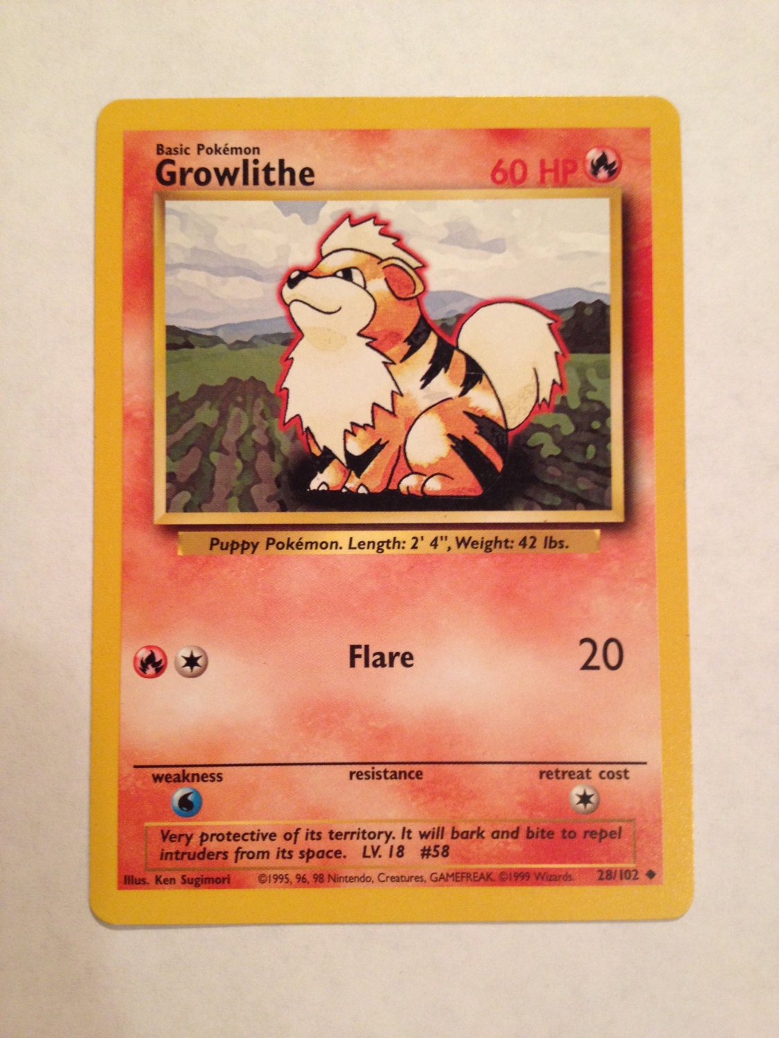 Original Growlithe Pokemon Card for Crafting or by PkmnCardsOnline
