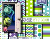 Monsters Inc Digital Paper, Papers Scrapbook
