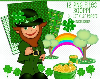 Leprechaun clip art | Etsy