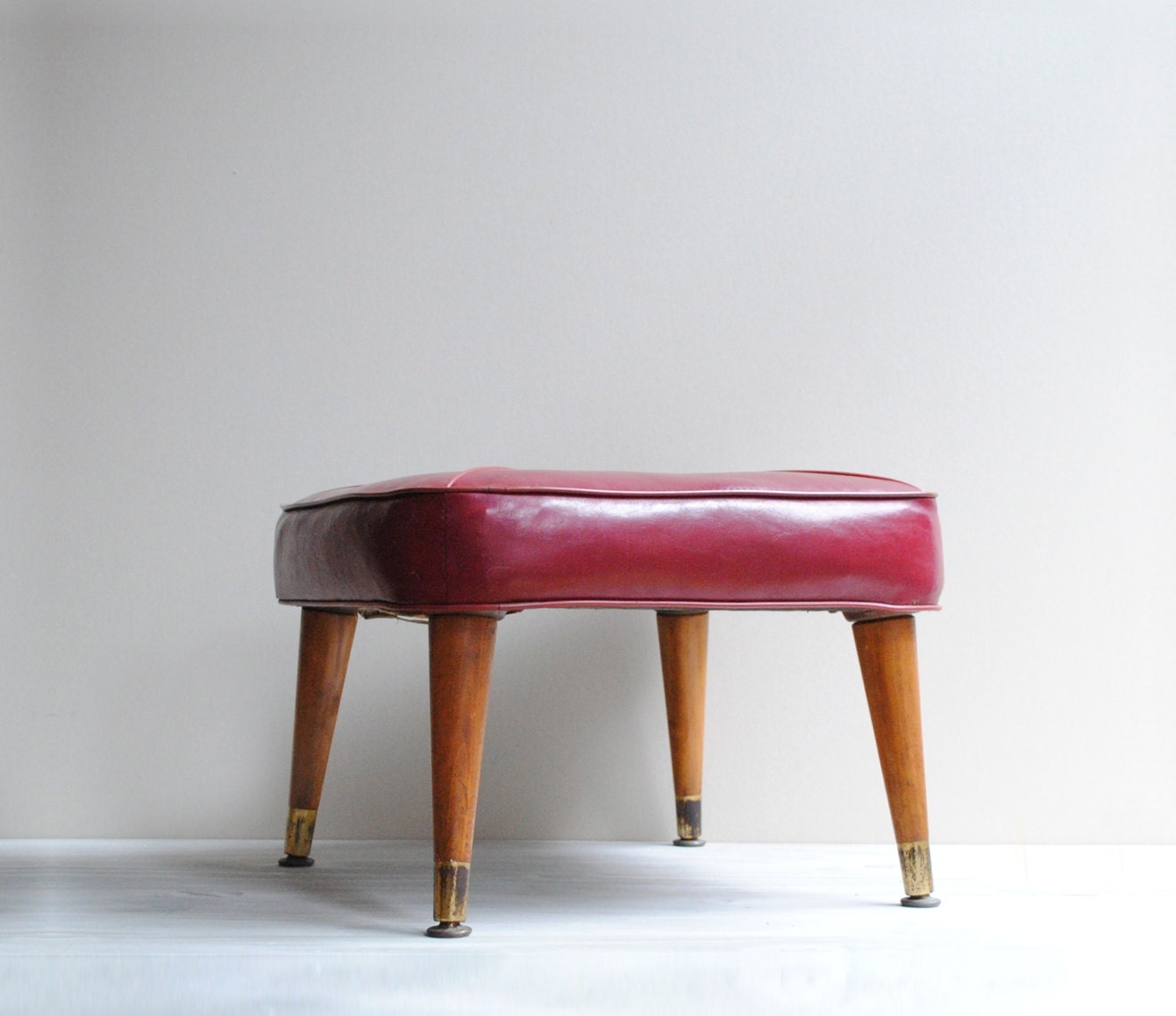 Mid Century Ottoman Stool in Maroon – Haute Juice
