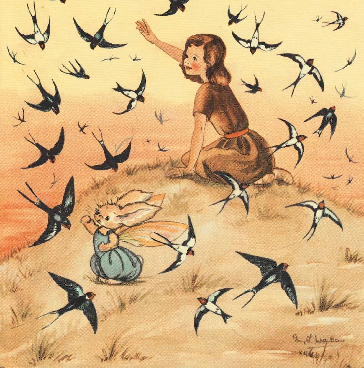 Nursery print of POOKIE the white rabbit with by theStoryOfVintage