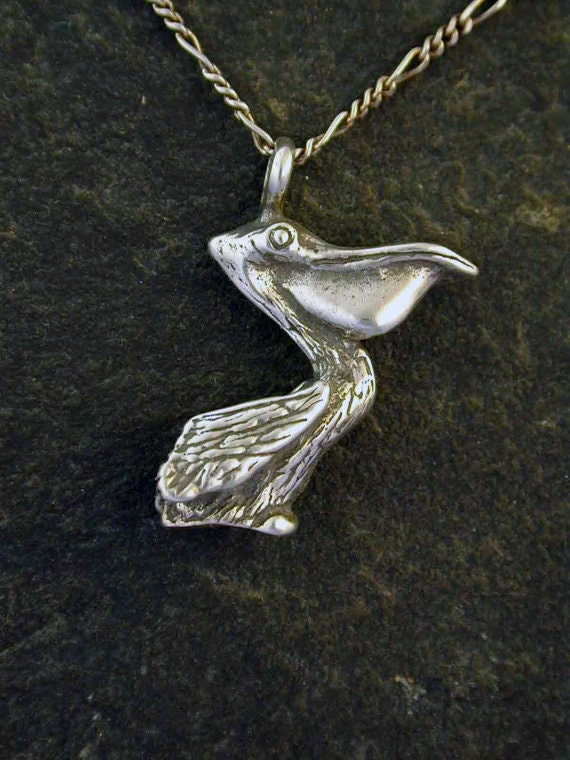 Sterling Silver Pelican Pendant on a Sterling Silver Chain.