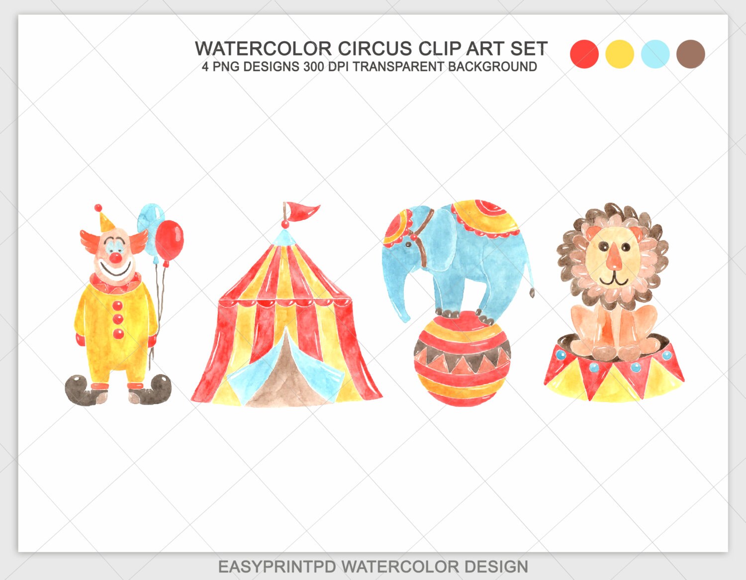 Watercolor Circus Clipart Set Circus Clip Art Circus