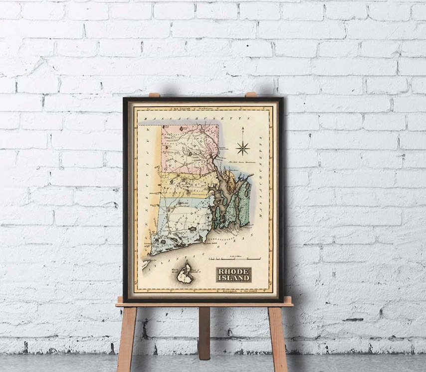 Rhode Island map Vintage map of Rhode Island Historic
