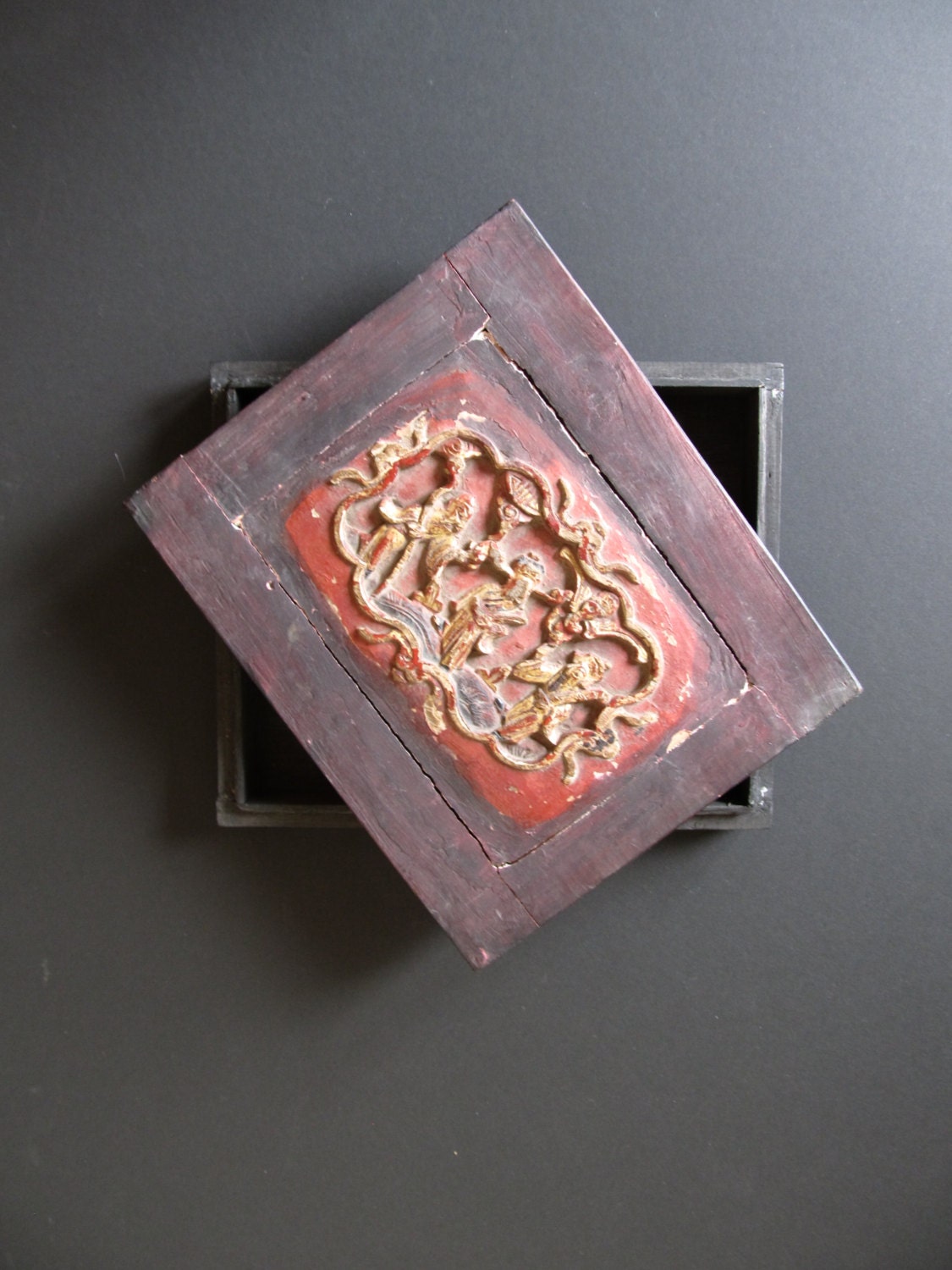 Vintage wooden Asian style box / jewelry box / Asian decor / wooden box ...