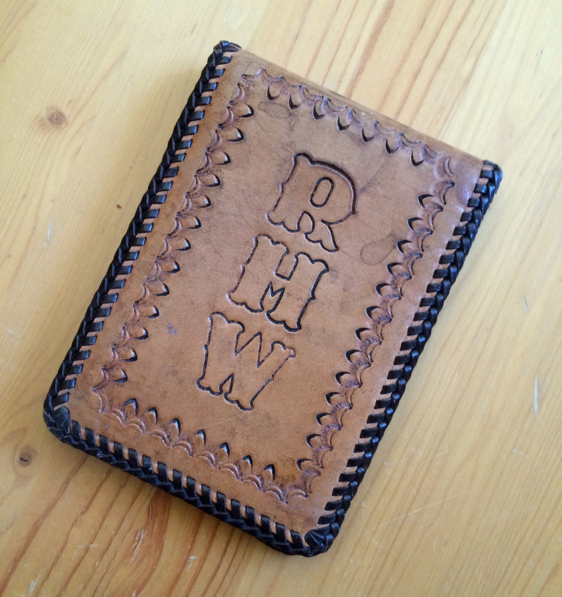 Vintage Tooled Leather Single-Fold Wallet by ThornAppleMercantile