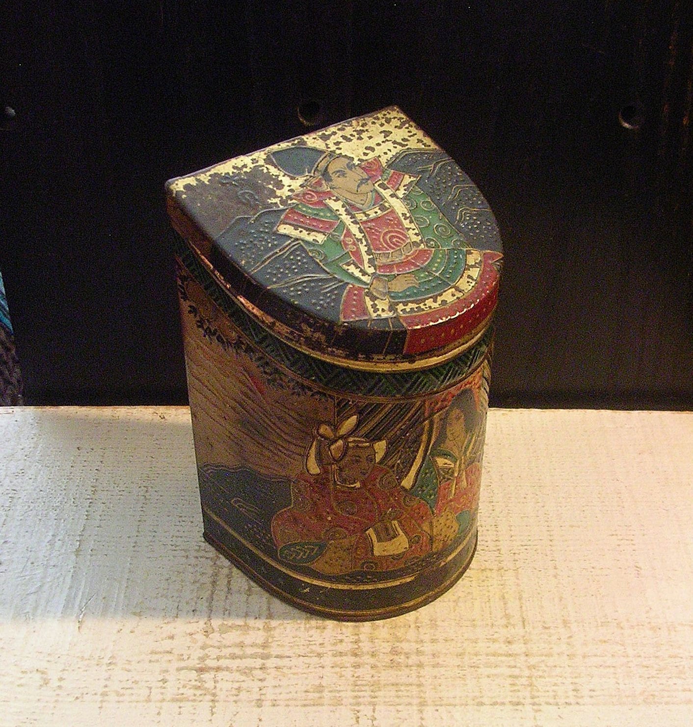 Asian Art Box, Antique Tin Box, Decorative Tin, Victory V Tin, Gum ...