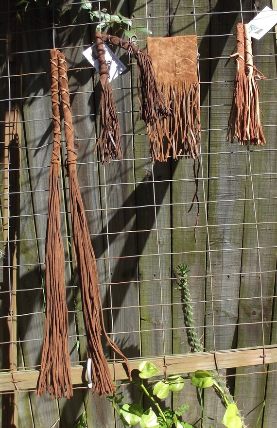 Brown Leather Hair Wraps Native American Handmade Soft