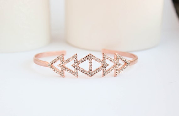 Items similar to Rose Gold Bangle, Triangle Bangle, Layering Bangle ...