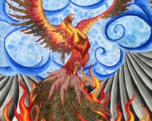 Unique phoenix bird art related items | Etsy
