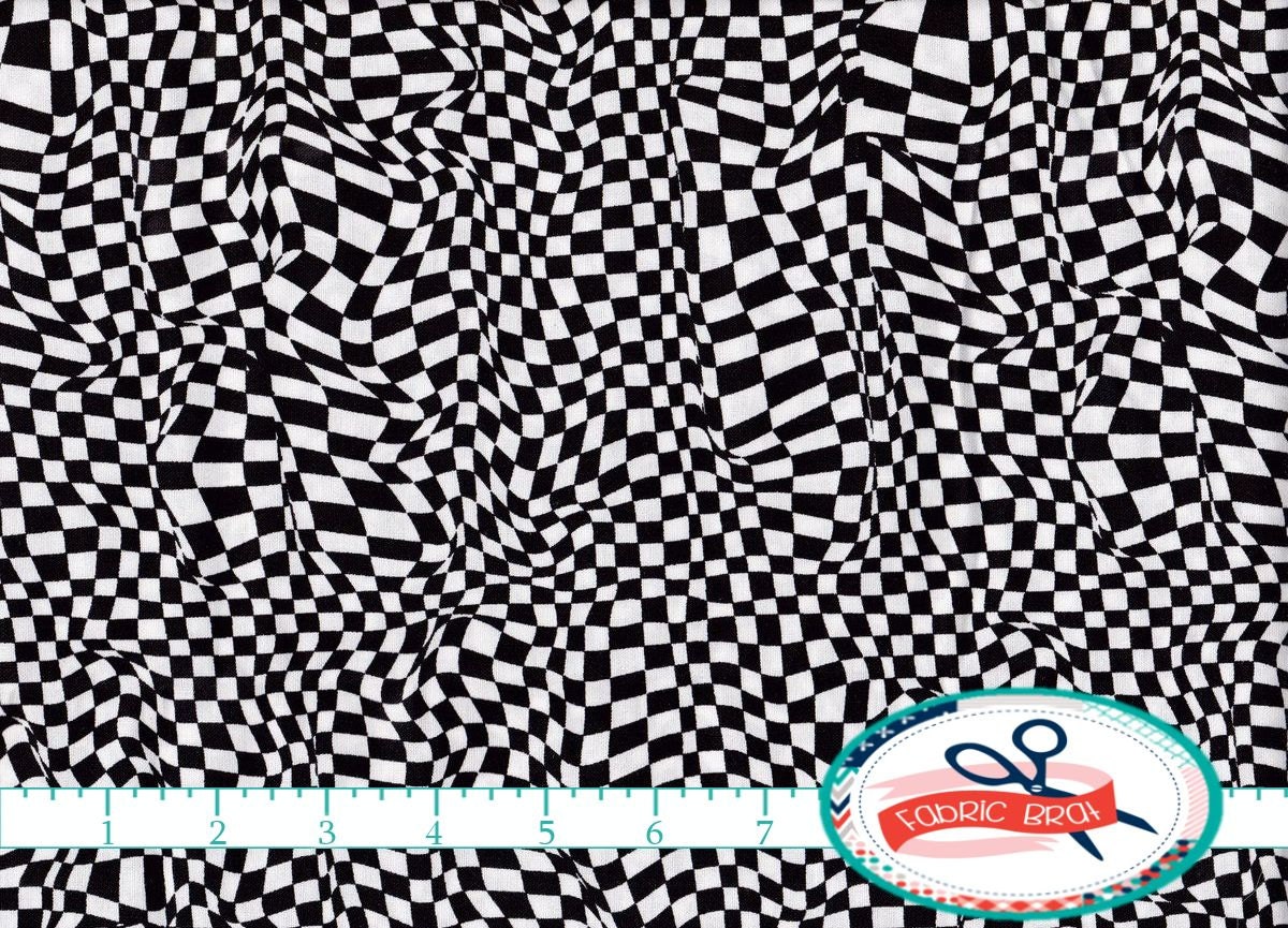 CHECKERED FLAG Fabric by the Yard Fat Quarter Black by FabricBrat